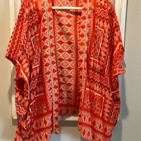 Angie | Kimonos & Yukatas | Angie Orange And White Kimono | Poshmark